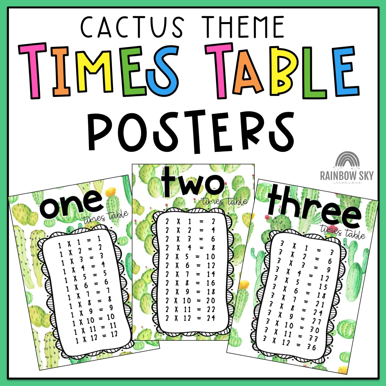 Times Table Posters | Multiplication Posters [Cactus & Succulent Theme ...