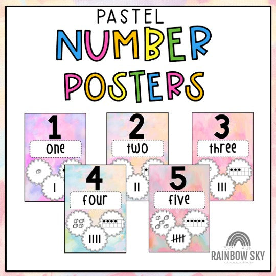 Number Posters | Counting Posters [Pastel Theme] – Rainbow Sky Creations AU