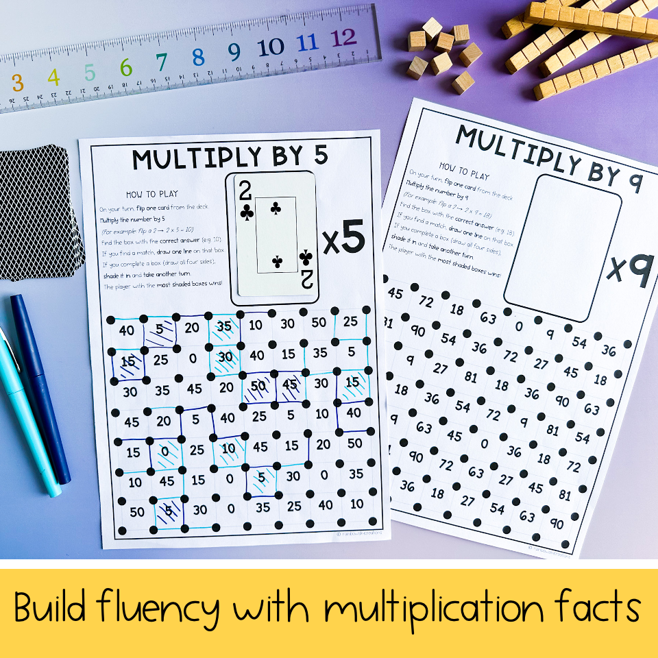 Multiplication Dots and Boxes Games – Rainbow Sky Creations AU