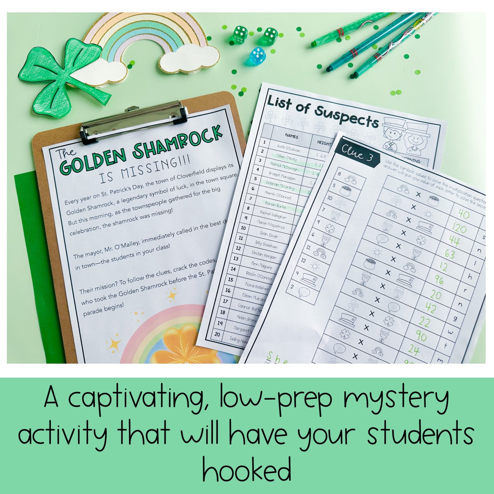 St Patrick's Day Math Code Cracker | March Escape Room – Rainbow Sky ...