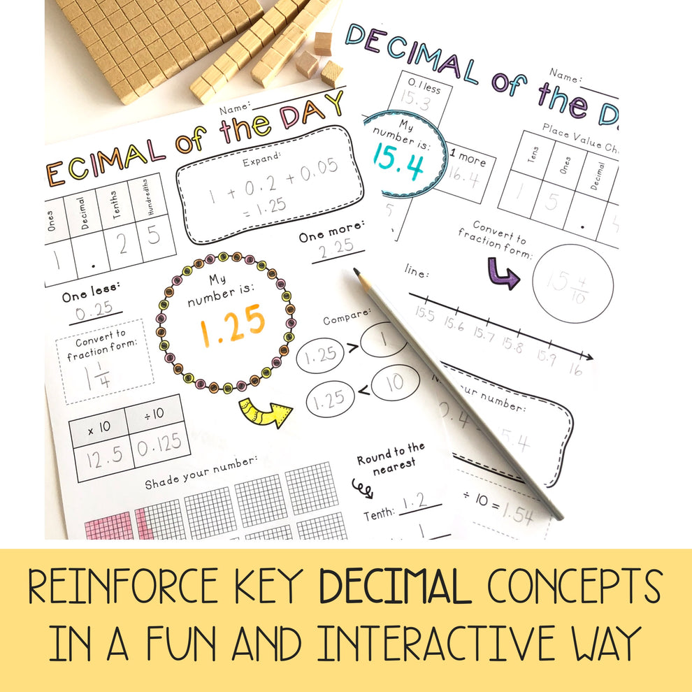 Decimal Of The Day Templates - Tenths, Hundredths, Thousandths ...