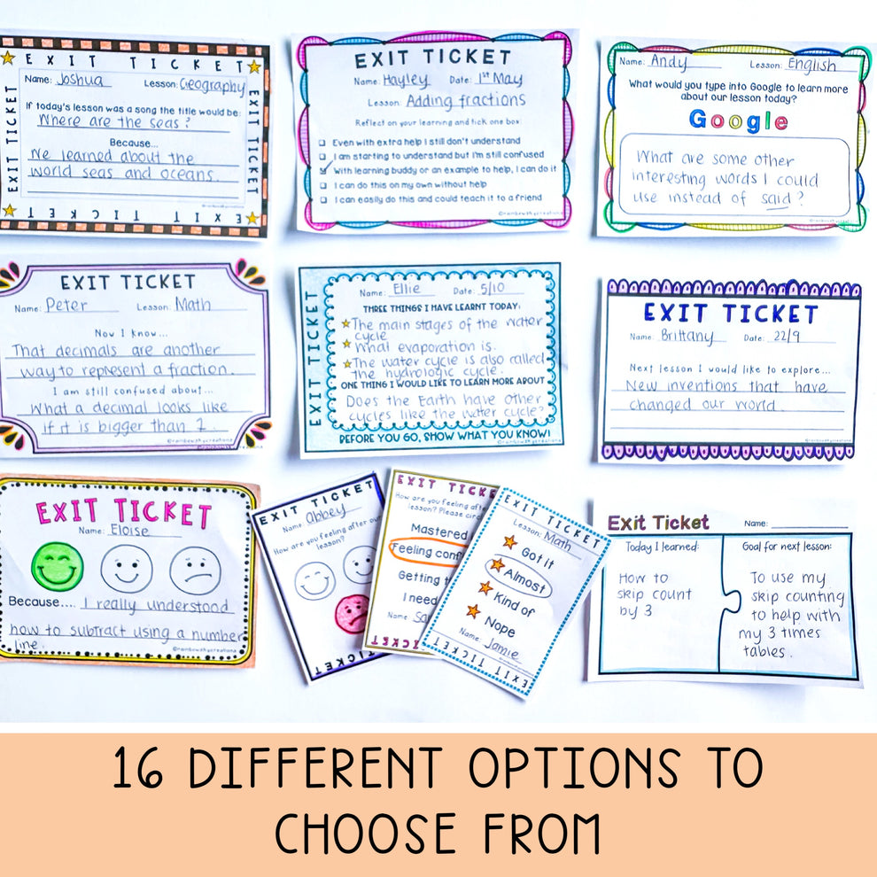 Exit Tickets For Any Lesson or Subject – Rainbow Sky Creations AU