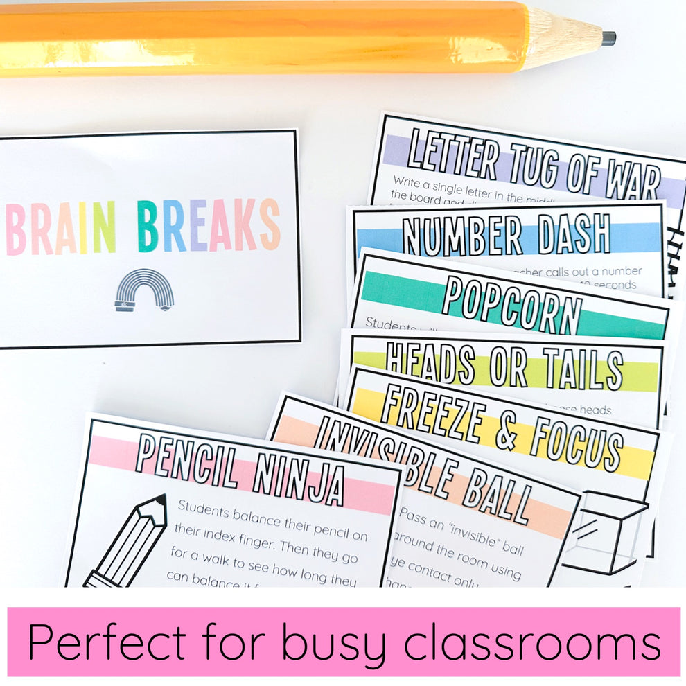 60 Brain Break cards / Brain Break ideas – Rainbow Sky Creations AU