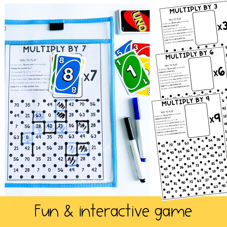 Multiplication Dots and Boxes Games – Rainbow Sky Creations AU