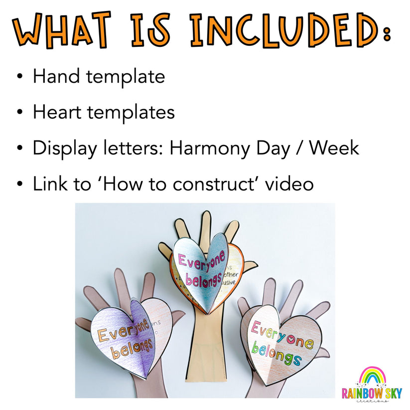 Harmony Week Hands Reflection Craft & Display – Rainbow Sky Creations AU