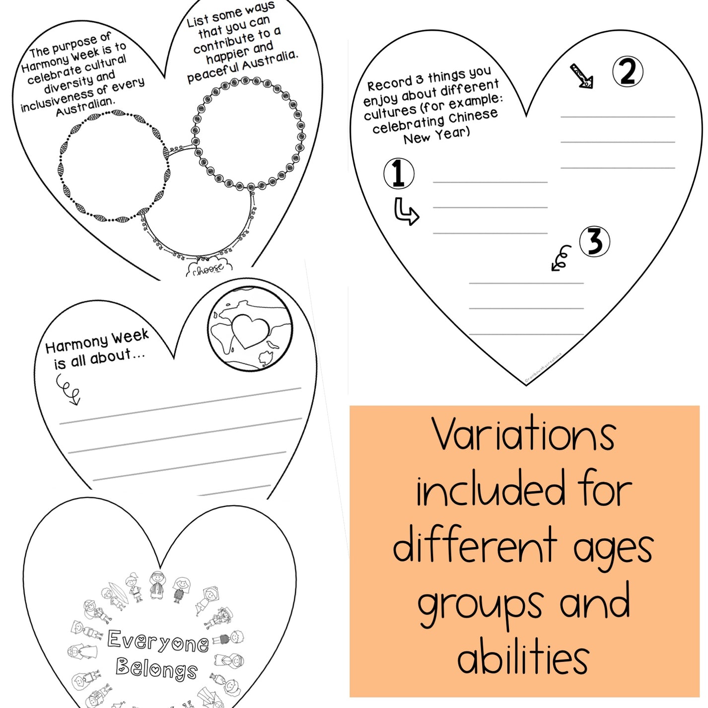 Harmony Day Hearts Display - Harmony Week Craft – Rainbow Sky Creations AU
