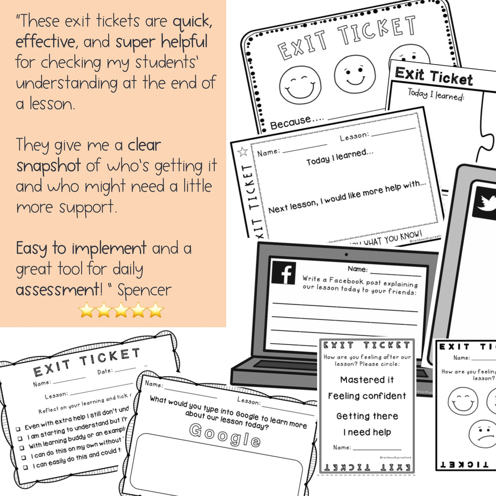 Exit Tickets | Exit slips for any lesson or subject – Rainbow Sky ...