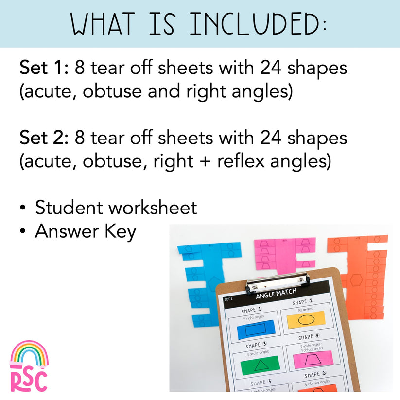 Identifying Angles Hunt - Around the Room Activity – Rainbow Sky ...