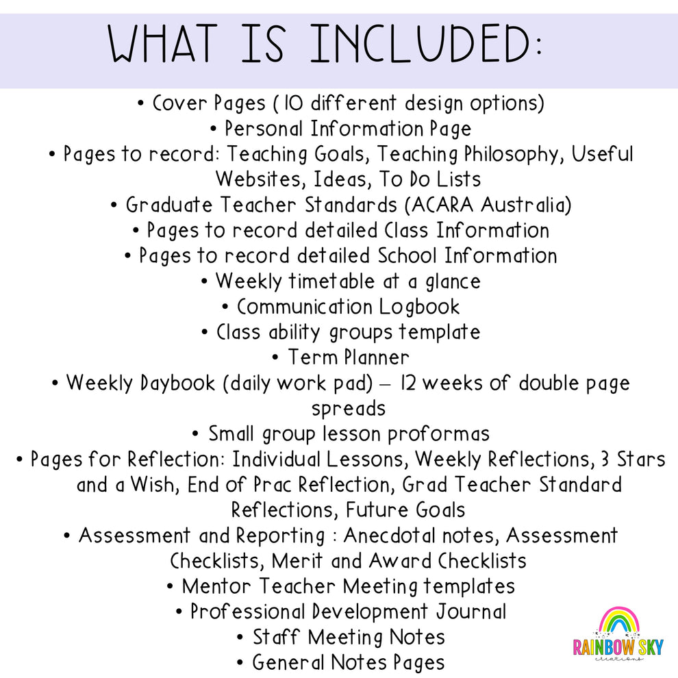 Practicum Planner | Pre-Service Teachers | AITSL Aligned Australia ...