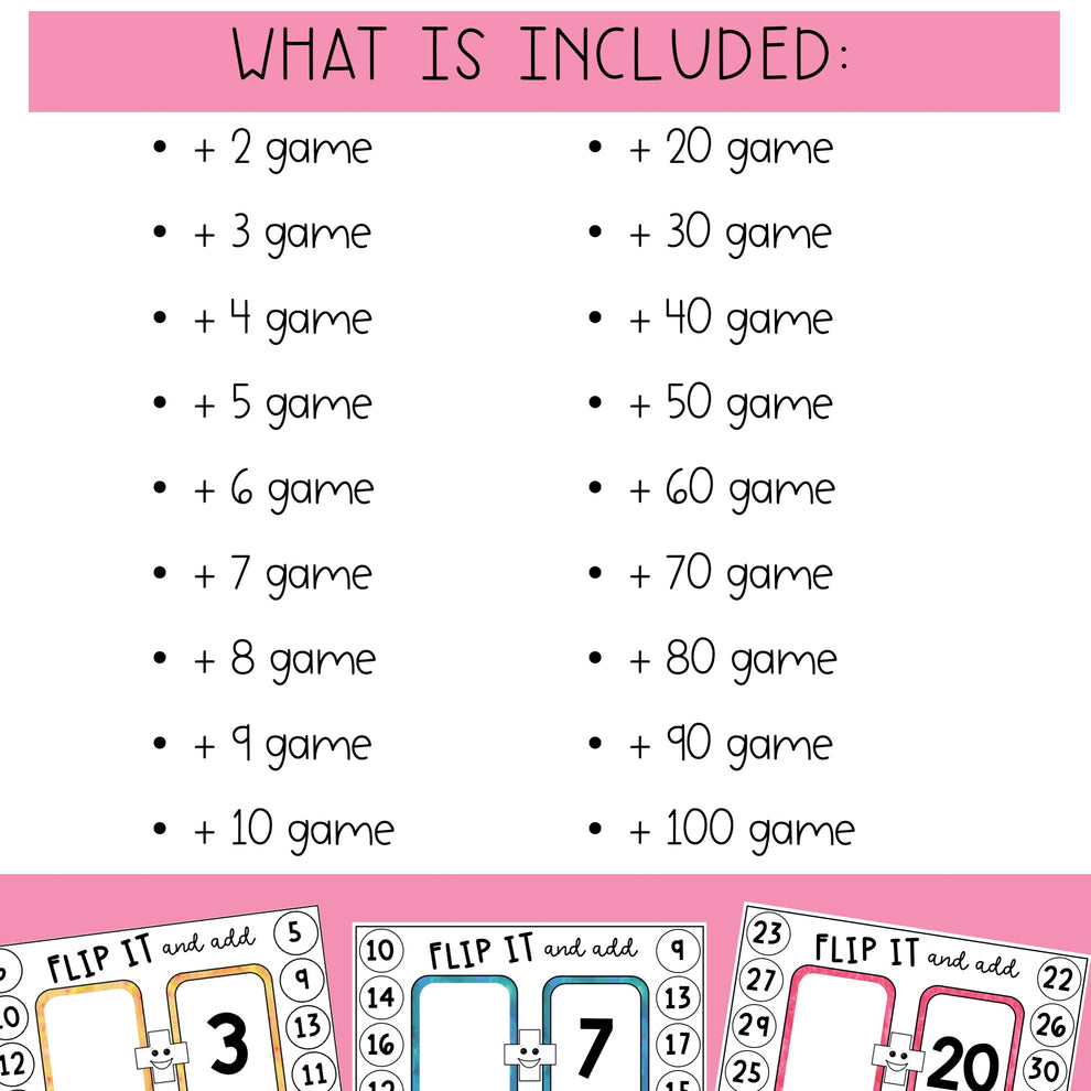 Addition Flip It Games - Single Digit Addition Flip It – Rainbow Sky ...