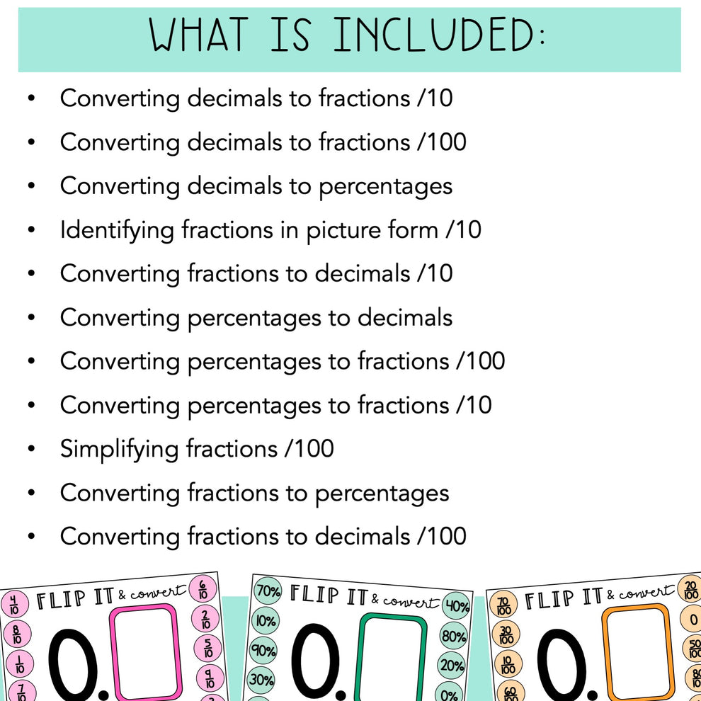 Fractions Flip it Games - Converting Decimals and Percentages Games ...