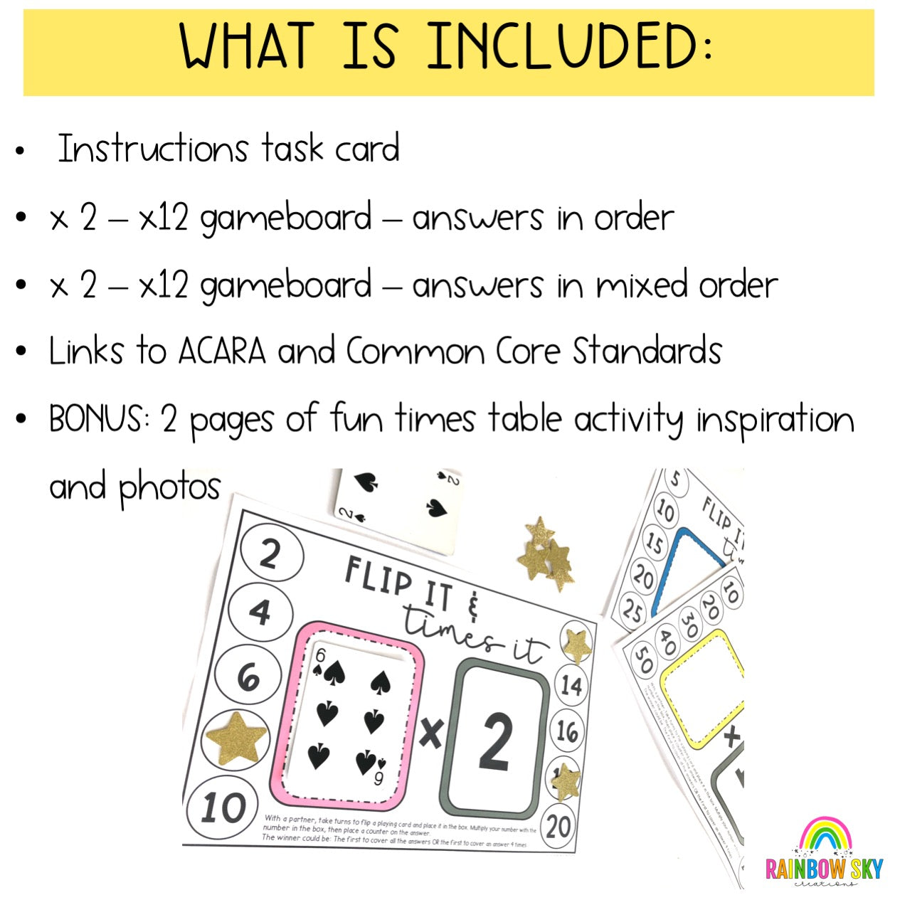 Multiplication Flip It Games - Times Tables x2 To x12 – Rainbow Sky ...