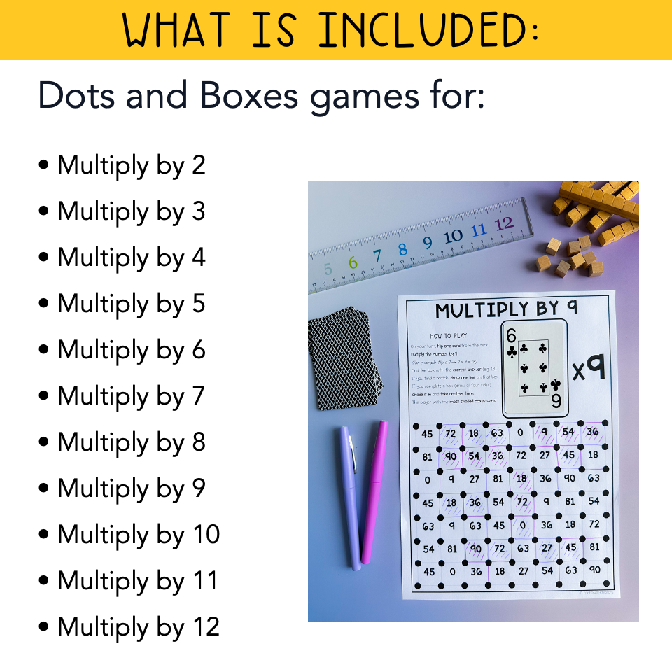 Multiplication Dots and Boxes Games – Rainbow Sky Creations AU