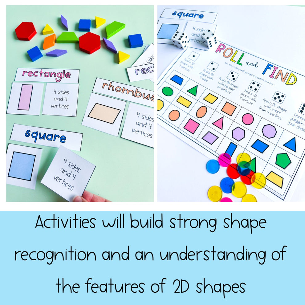 2D Shape Maths BUNDLE: 2D Shape Features and Attributes (Grade 1 & 2 ...