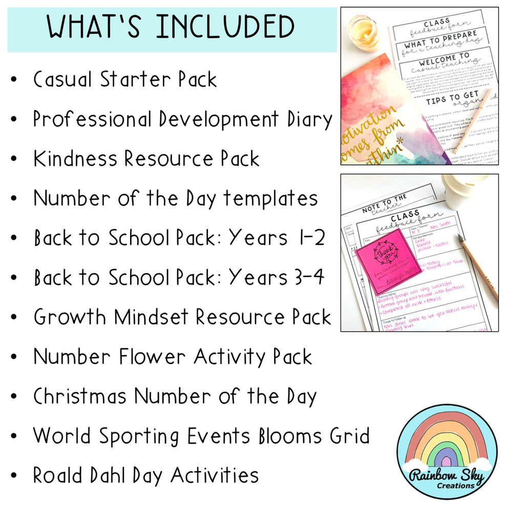 Relief Teacher Resource BUNDLE – Rainbow Sky Creations AU