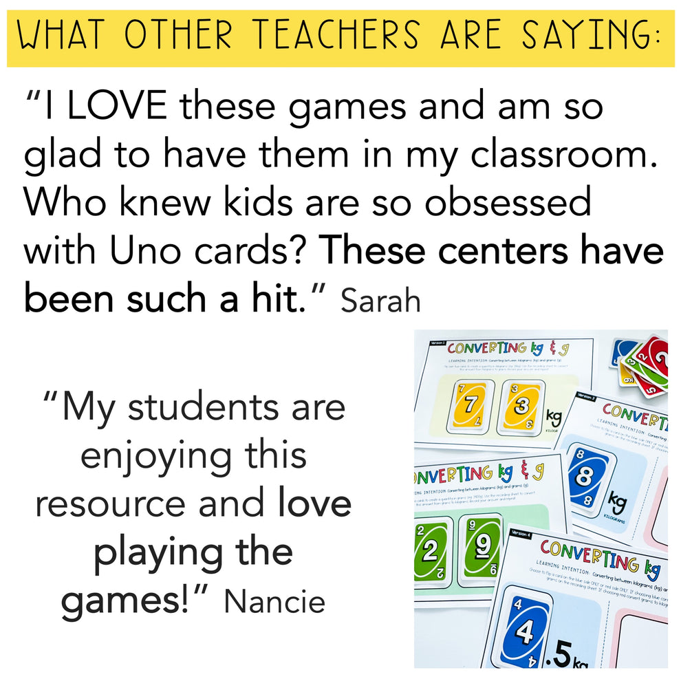 UNO Card Games - Grades 3-4 (VERSION 3) – Rainbow Sky Creations AU