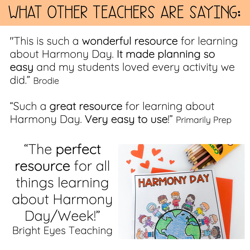 Harmony Day Pack ( Kindergarten) – Rainbow Sky Creations AU