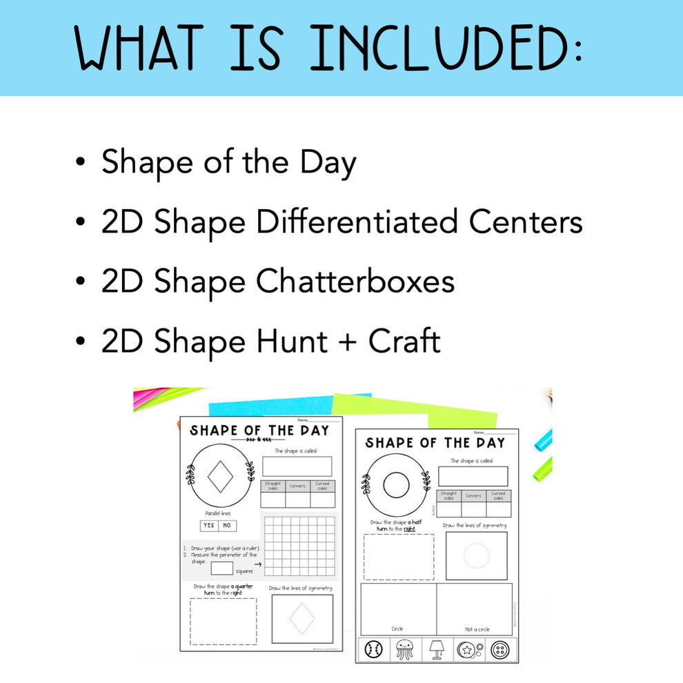 2D Shape Maths BUNDLE: 2D Shape Features and Attributes (Grade 1 & 2 ...