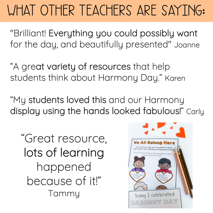 Harmony Day Pack (Grades 1-2) – Rainbow Sky Creations AU