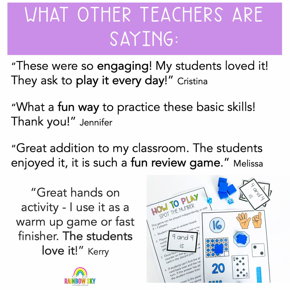 Spot The Number | Doubles & Near Doubles Games – Rainbow Sky Creations AU