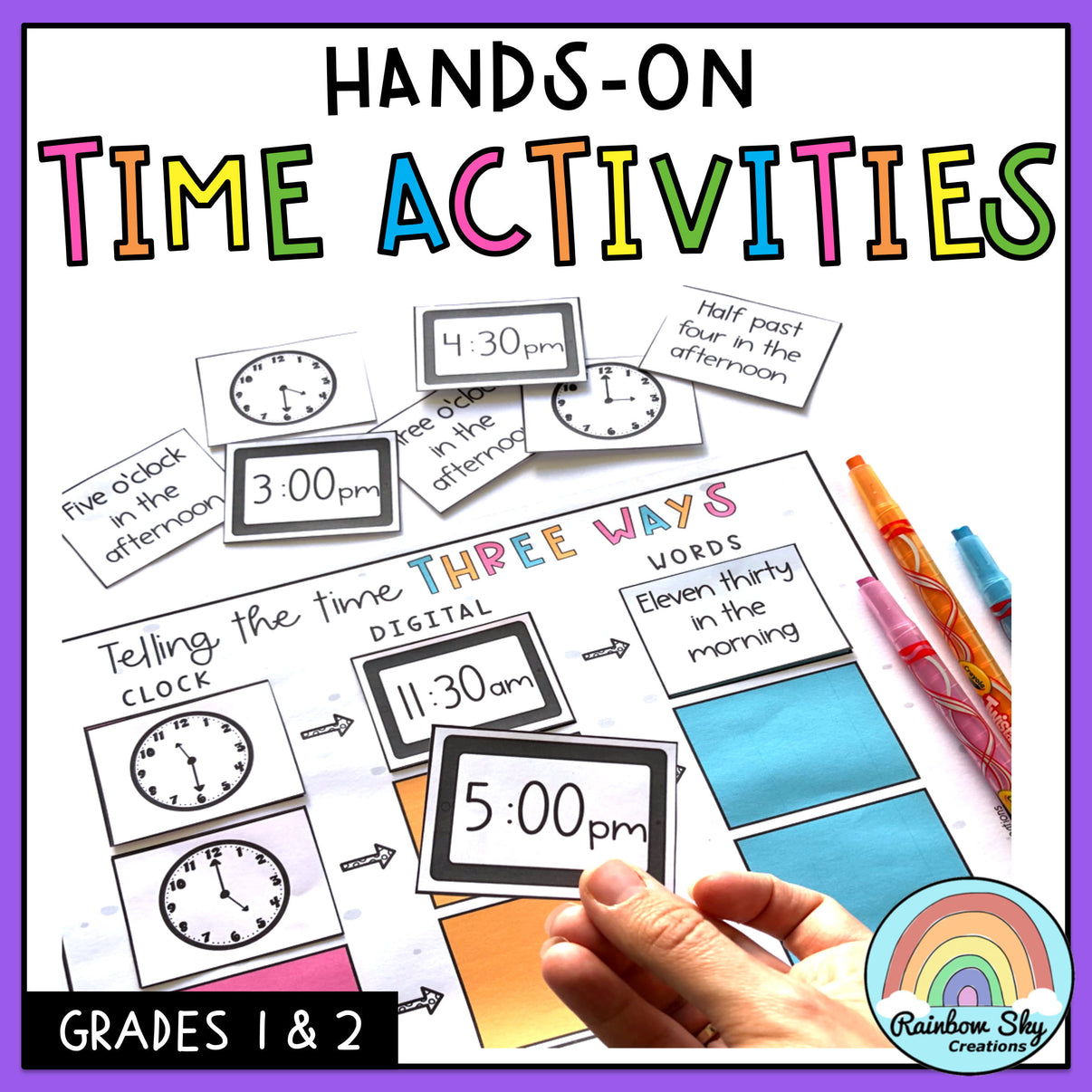 Telling Time Math Centres | Grades 1-2 – Rainbow Sky Creations AU