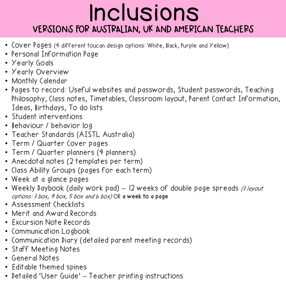 Editable Teacher Planner | Annual Planner [Toucan Theme] – Rainbow Sky ...