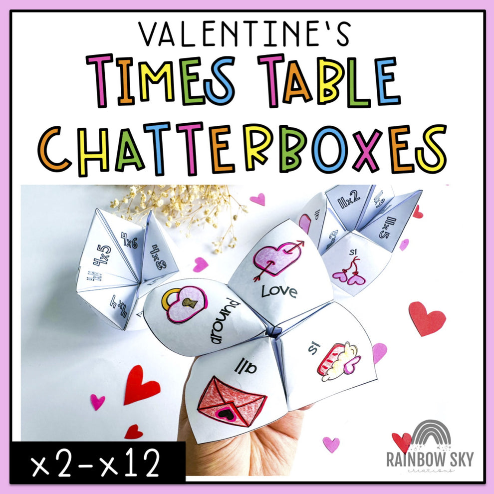 Valentine's Times Table Chatterboxes - February Math Fluency (Grades 3 ...