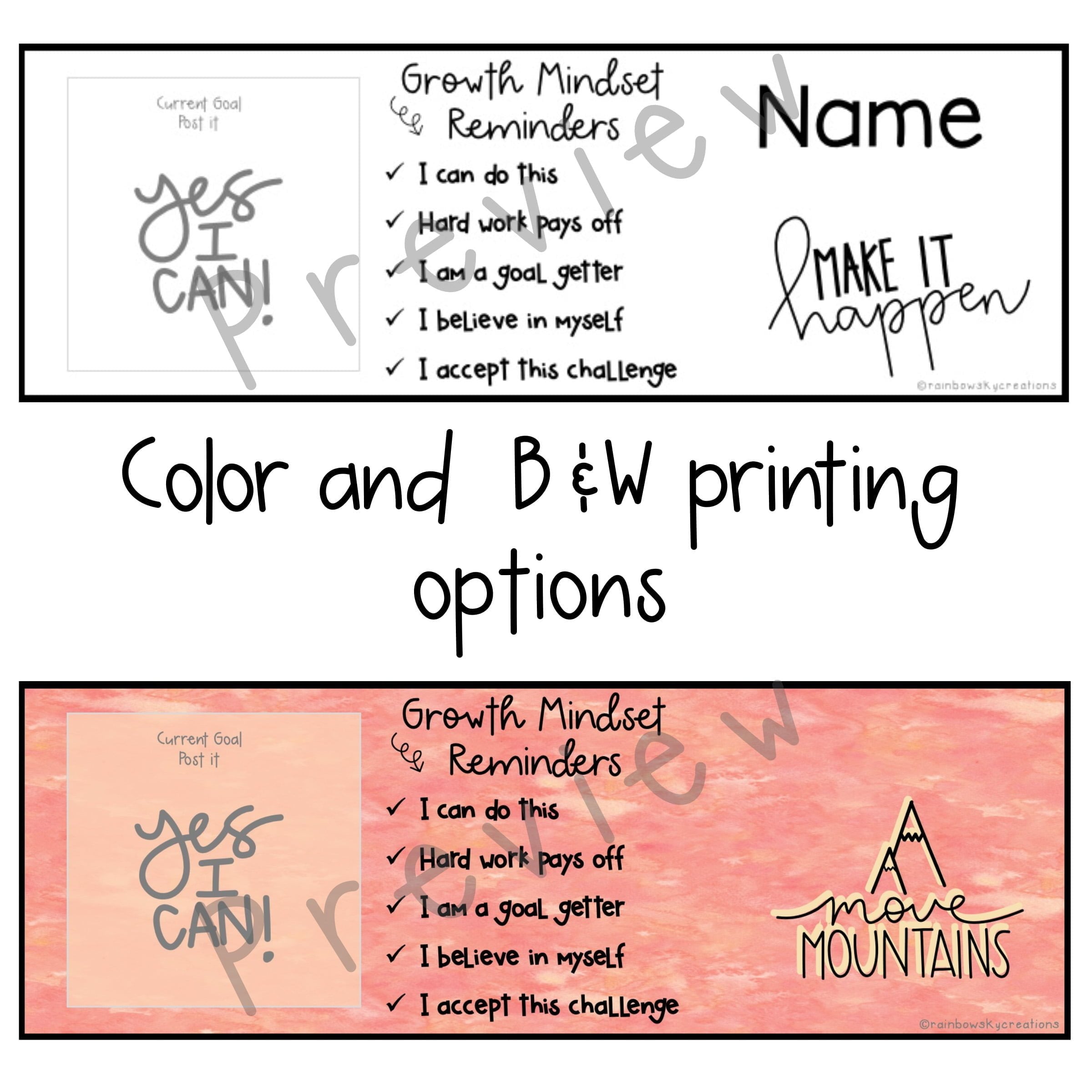 Growth Mindset Desk Plates | Name Plates [Watercolour theme] – Rainbow ...