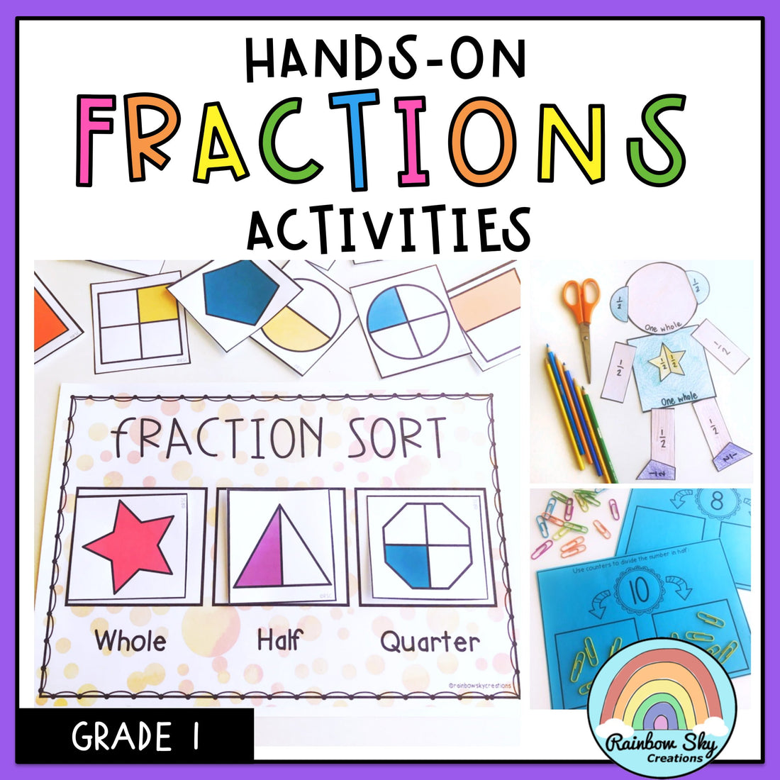 Hands-On Fraction Activities | Fractions Math Centres | Grade 1 ...