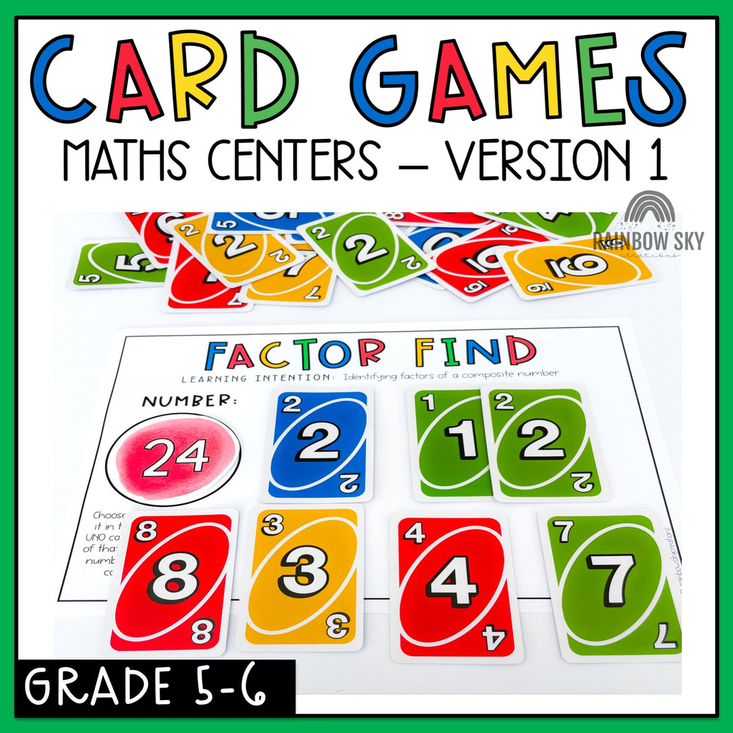 Grade 5-6 Uno Math Games – Rainbow Sky Creations AU