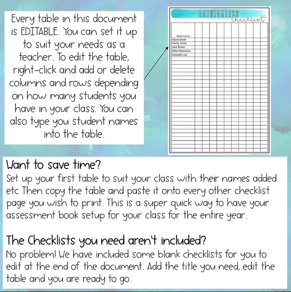 Teacher Assessment Book - Assessment Binder(Editable) – Rainbow Sky ...