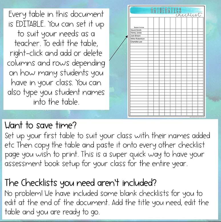Teacher Assessment Book - Assessment Binder(Editable) – Rainbow Sky ...