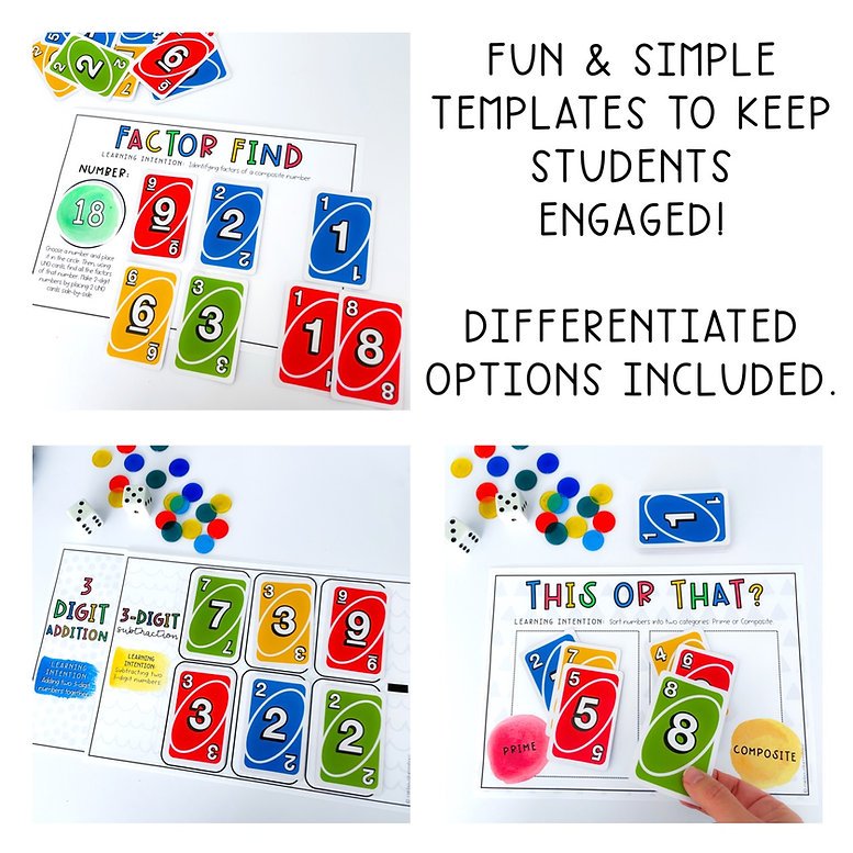 UNO Card Games | Math Centres | Grades 5-6 [VERSION 1] – Rainbow Sky ...