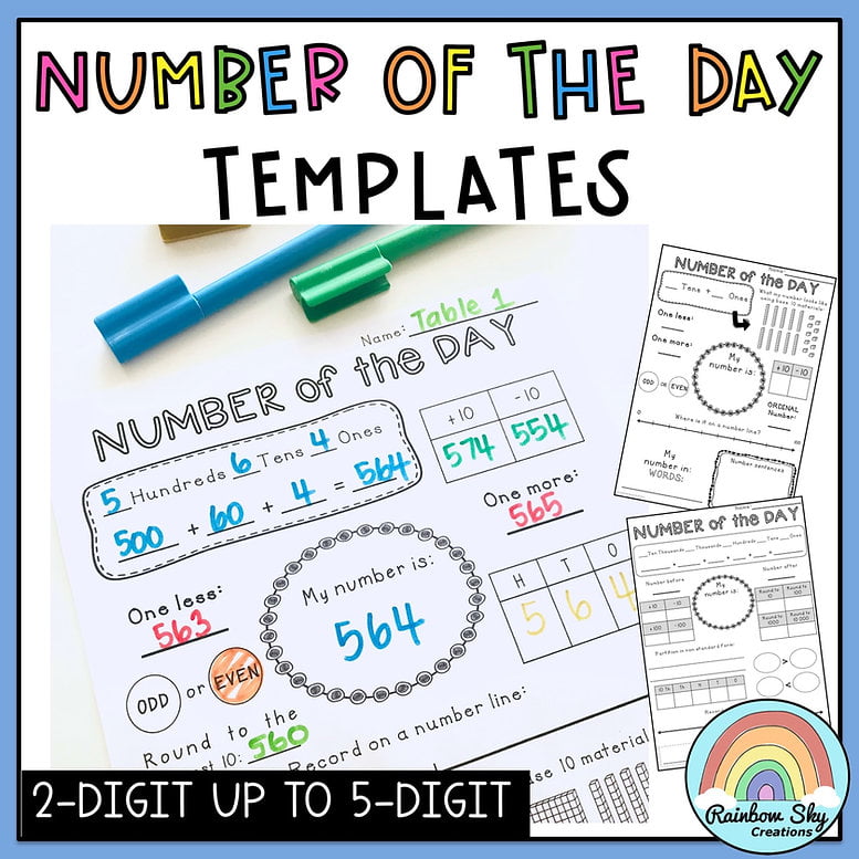 Number Of The Day Templates - Number Sense To 6-Digit – Rainbow Sky ...