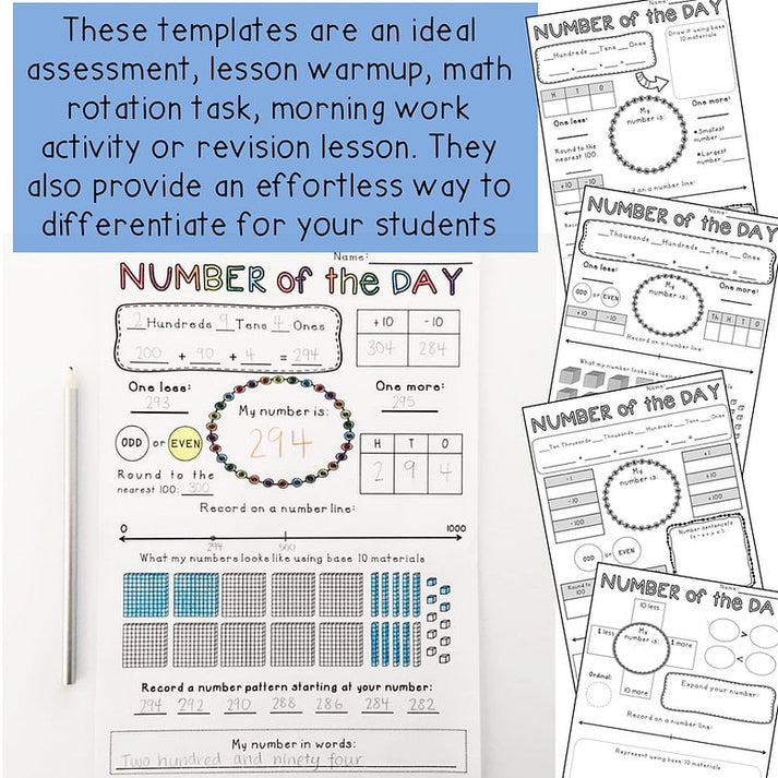 Number Of The Day Templates - Number Sense To 6-Digit – Rainbow Sky ...