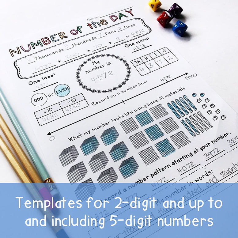 Number Of The Day Templates | Number Sense To 6-Digit – Rainbow Sky ...