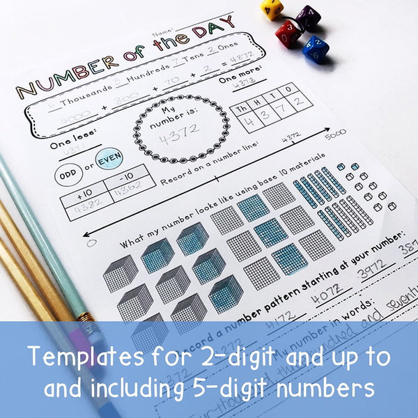 Number Of The Day Templates - Number Sense To 6-Digit – Rainbow Sky ...